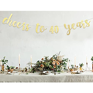 Cheers to 40 Years Banner - Happy 40th Birthday Banner 40th Birthday Banner, Cheers to Celebrate the 40th Wedding Anniversary，40th Birthday Background Props for Men and Women