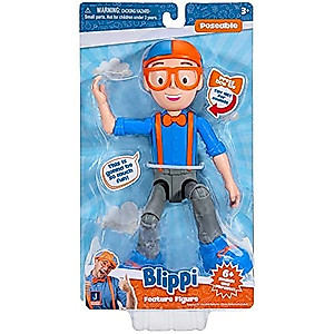 Blippi Talking Figure, 9-inch Articulated Toy with 8 Sounds and Phrases, Poseable Figure Inspired by Popular YouTube Edutainer