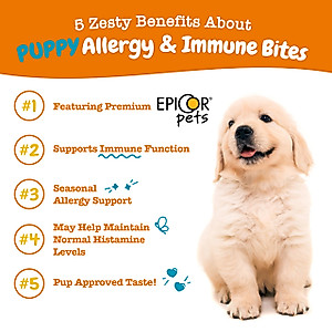 Zesty Paws Dog Allergy Relief - Anti Itch Supplement - Omega 3 Probiotics for Dogs - Digestive Health - Soft Chews for Skin & Seasonal Allergies - with Epicor Pets - Puppy - Lamb - 90 Count