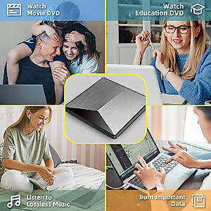 YOTUO External CD DVD Drive, Portable USB 3.0 and Type-C Ultra-Slim DVD Player, DVD Burner CD ROM RW External Optical Drive Compatible with Laptop Desktop PC for Windows 7/8/10/11 Mac MacBook Pro/Air