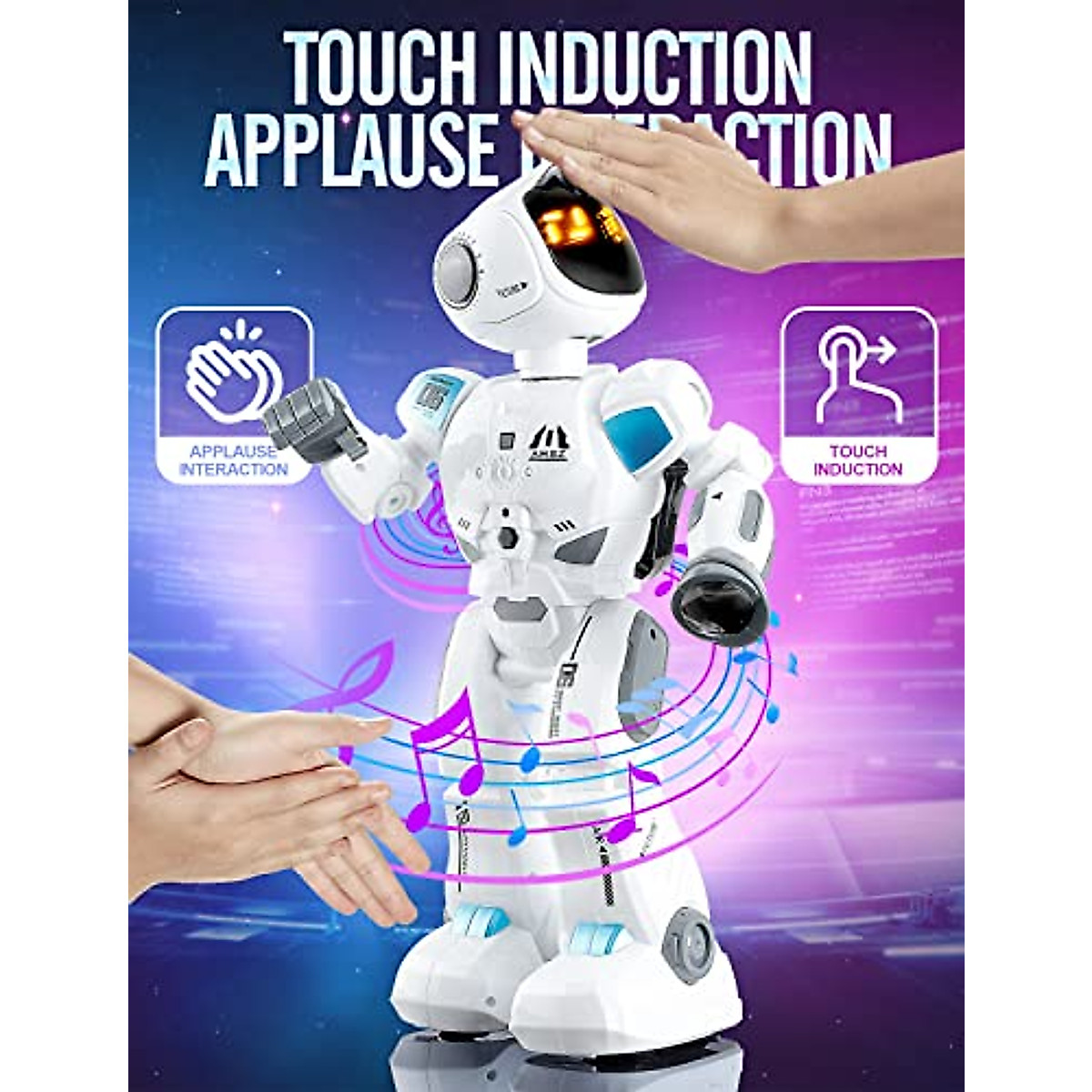 Large Smart Emo Robot Toys for Kids 5-7,Gesture Sensing Programmable Interactive Remote Control Robots for 8-12 with LED Eye Express for Boys 4-9 Years Old Birthday Gifts