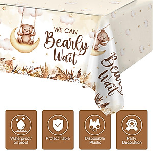 DataMoon Teddy Bear Baby Shower Decorations - 97 Pcs We Can Bearly Wait Tablecloth Baby Shower Plates and Napkins Party Decor Supplies Severs 24 for Boy Girl Gender Reveal, Happy Birthday Decorations