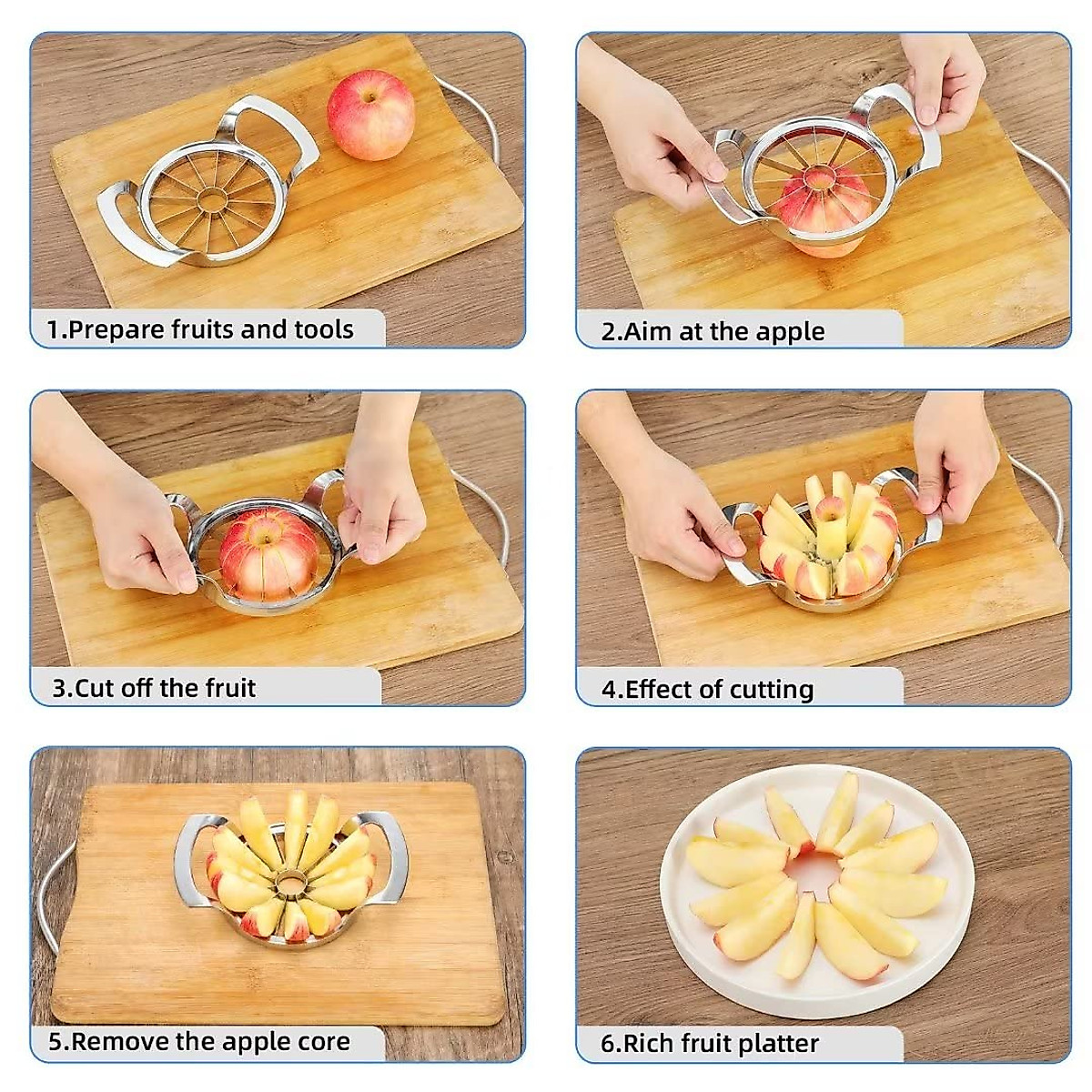 AUBENR 4.3 Inch Extra Large Apple Slicer with 12 Blades - Professional Heavy Duty Apple Cutter - Stainless Steel Apple Corer Tool - Sharp Apple Slicer and Corer - Easy to Use - Dishwasher Safe
