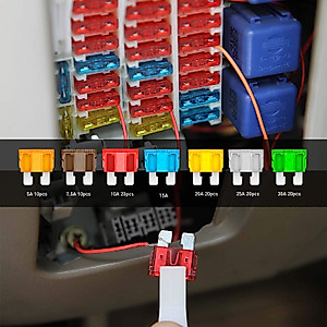 Nilight - 50016R 120 pcs Standard Fuse Assortment kit – 5, 7.5, 10, 15, 20, 25, 30 AMP – Regular APR/ATO (Open)/ATC Blade Fuses for Cars, Trucks, Boats,Automotives,2 Years Warranty