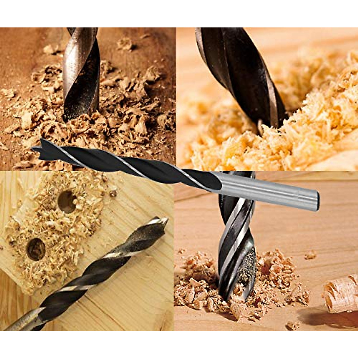 Brad Point Drill Bit Set 3/16 Inch 10Pcs Spur Point Stubby Woodworking Drill Bits