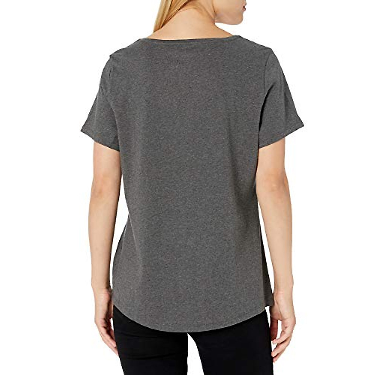Amazon Essentials Women's Classic-Fit 100% Cotton Short-Sleeve V-Neck T-Shirt (Available in Plus Size), Pack of 2, Charcoal Heather/Light Grey Heather, Medium