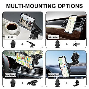 Wireless Car Charger Mount, 15W Qi Fast Charging Auto-Clamping Cell Phone Car Holder ​Air Vent Windshield Dashboard Long Arm Suction Cup Car Phone Mount for iPhone13 /12/11 Samsung S20/S10/S9/S8 LG