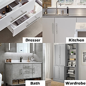 Gobrico 50 Pack Brushed Nickel Cabinet Pulls, Euro Style T Bar Cabinet Handles, Satin Nickel Dresser Drawer Pulls - 3" Hole Centers