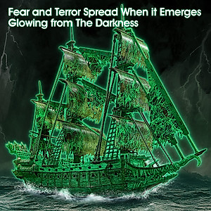 CubicFun 3D Jigsaw Puzzles Dutch Ship Model Flying Luminous Haunted Pirate Ship DIY for Adults and Kids, Building Kits Office Decoration for Women and Men, 360 Pieces