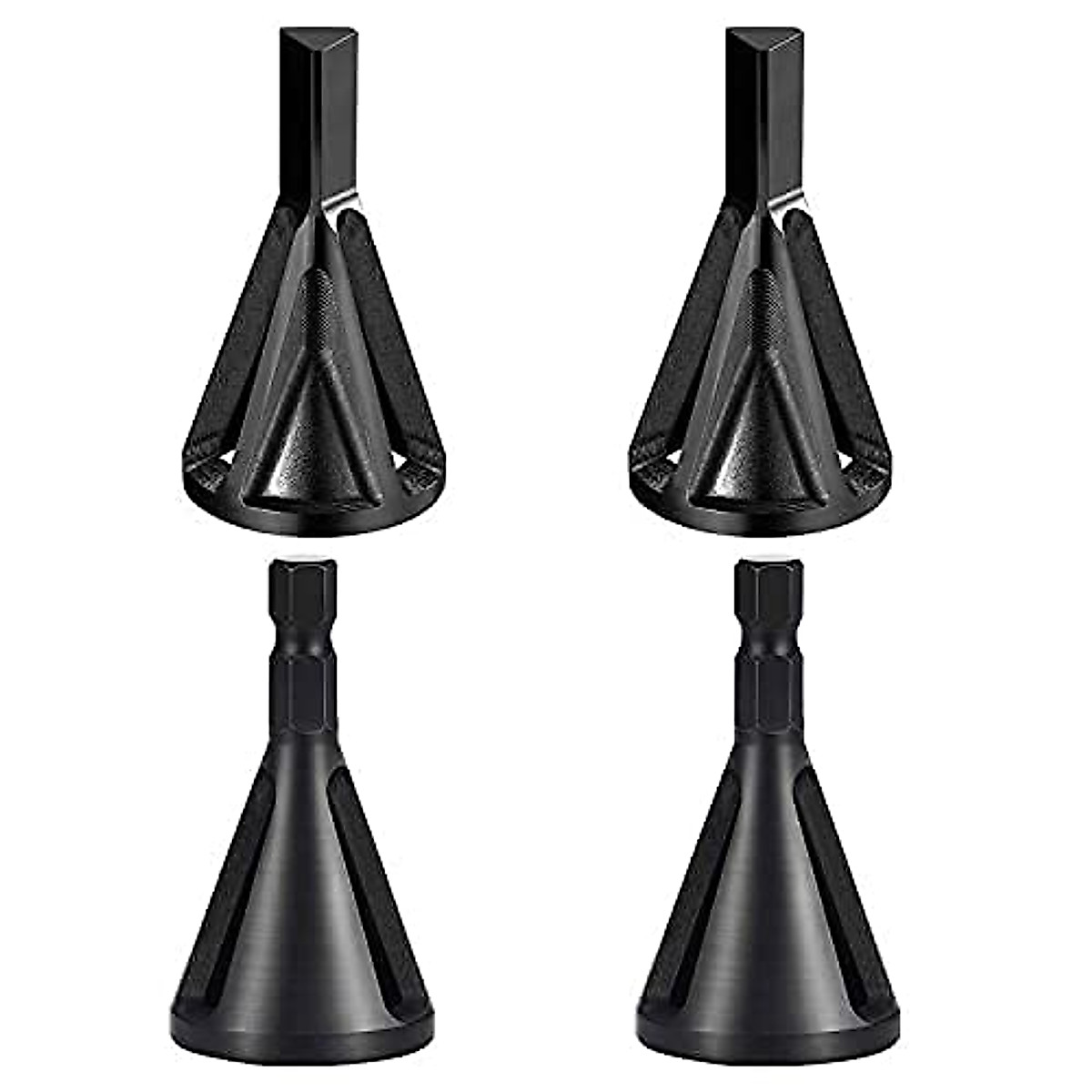 Odowalker 4 Pcs HSS Deburring External Chamfer Tool,CR12MOV Steel Hex &Triangle Shank Burr Remover for Drill Bit Fits for Bolts 4mm-19mm