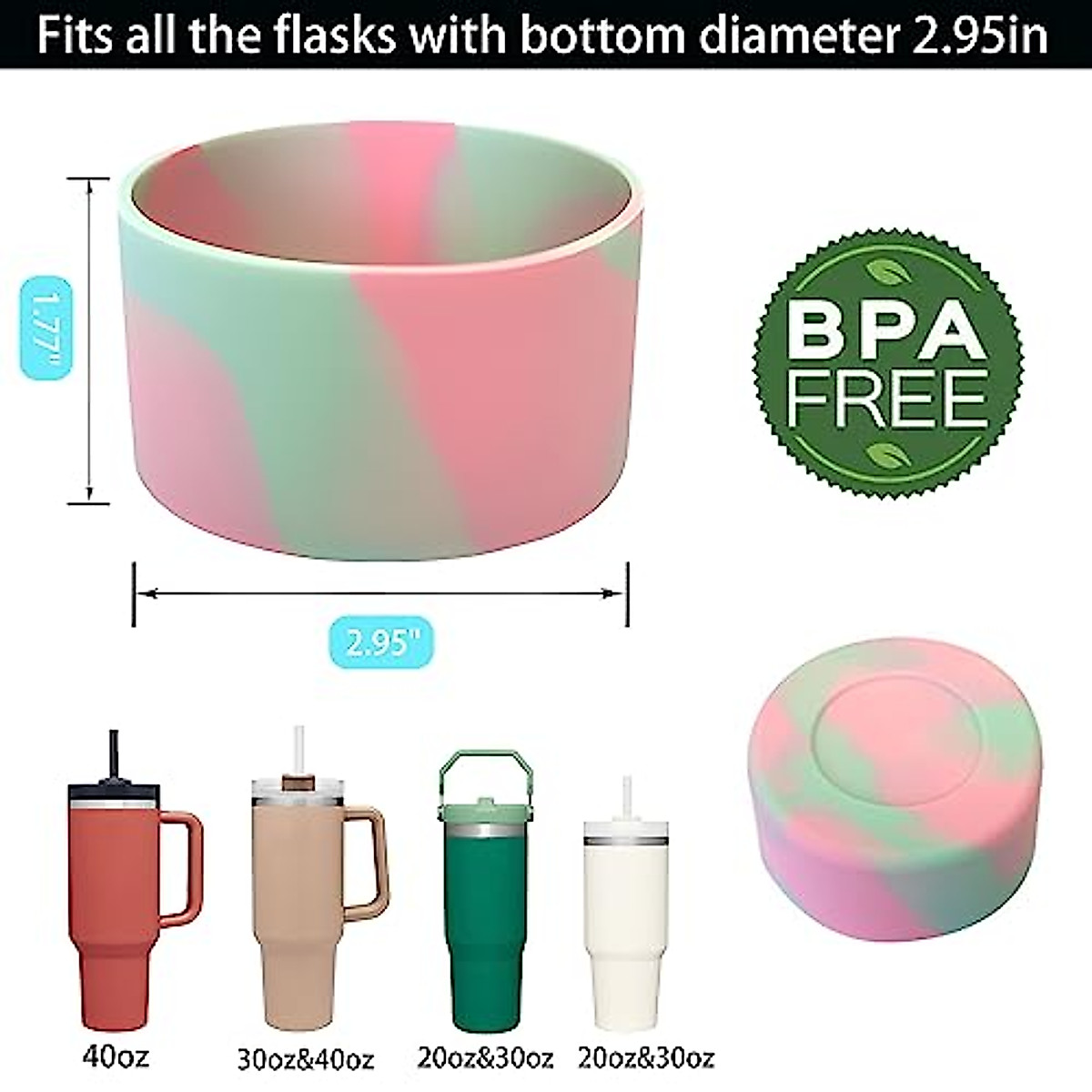 Sekirou 2Pcs Silicone Boot Cover for Stanley H2.0 40/30 oz Tumbler with Handle, Protective Water Bottle Bottom Bumper Cover for Cup Boot Accessories (Halloween Glow)