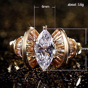 CTDFJRYFF 18K Gold 6 Prong Set 2 Carat Eye Shape Moissanite Engagement Diamond Ring Eternal Promise Ring Anniversary Ring For Women(US Code6-10) GOLD(10)