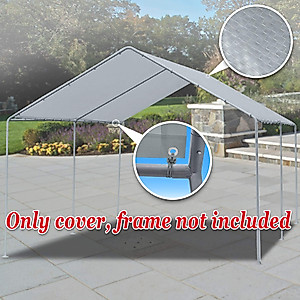 Strong Camel Outdoor 10x20 Replacement Canopy Roof Cover Outdoor Carport Covers (Silver)