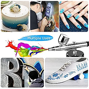 COSSCCI 30 PSI Airbrush Kit, Portable Mini Air Brush Spray Gun with Compressor Kit Makeup Tool Air Brush Painting Kits for Cake Decorating Makeup Art Nail Model Painting Tattoo Manicure (Black)