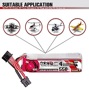 CODDAR 2 Packs 550mAh 4S 15.2V 90C HV LiPo Battery with XT30 Connector for RC Racing Drone FPV Quads Quadcoper Like Brushless Torrent 110 Beta FPV Beta 85X Whoop
