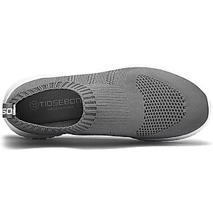 LANCROP Women's Lightweight Walking Shoes - Casual Breathable Mesh Slip On Sneakers Wide 7 US, Label 37.5 Dark Grey