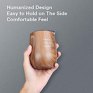 Thank You Gifts, 12oz Wine Tumbler with Lid Stemless Wine Glasses Double Wall Vacuum Travel Mugs Stainless Steel Cup Best Christmas Birthday Gift for Women