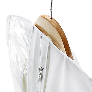 HANGERWORLD 72inch White Wedding Dress Garment Bag with 14inch Gusset, Showerproof, Breathable, Acid-Free, Dust Protector, Extra Wide Dress Cover