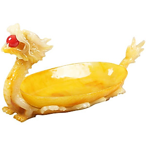 2 PCS Resin Dragon Sushi Boat Serving Tray Set, 21.3Inch Seafood Plate, Japanese Food Tableware, Salmon Platter, Dry Ice Plate, Large Sushi Boat Plate for Sashimi Board Seafood Party, Gold/Green