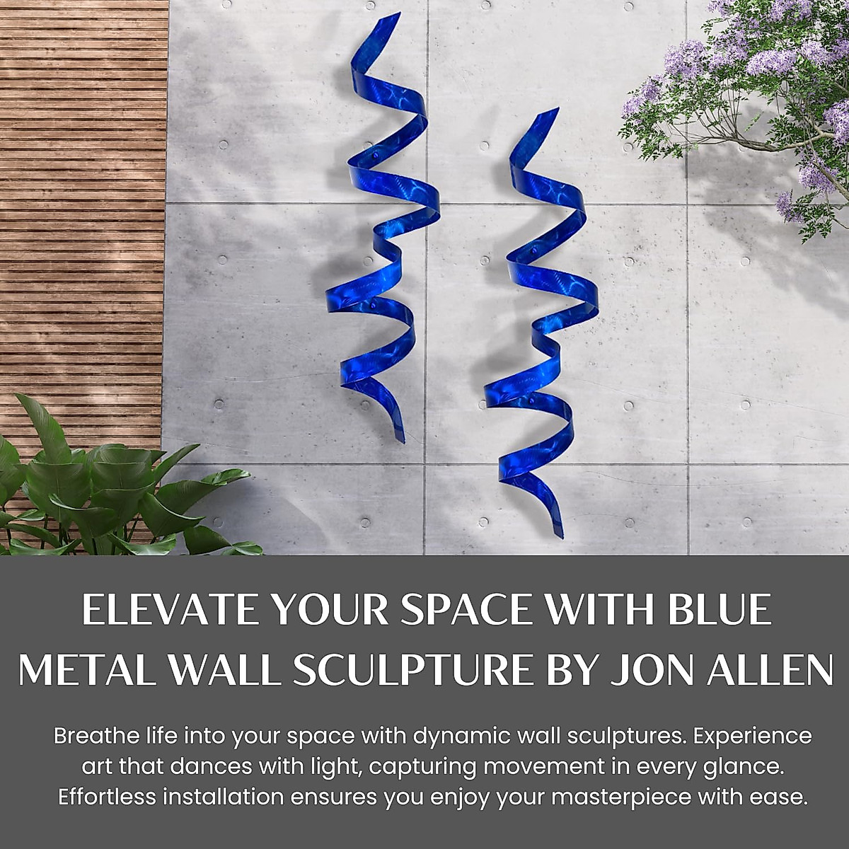Statements2000 Blue Wall Twist Abstract Metal Wall Art - Luxury Metal Wall Decor for Bedroom, Living Room, Office - Contemporary Wall Sculpture by Jon Allen 44 x 10 x 10 Inches
