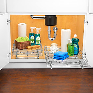 LYNK PROFESSIONAL® Pull Out Cabinet Organizer, 11" x 21" Slide Out Drawers for Kitchen Cabinets - Sliding Pull-Out Pantry Shelves – Home Shelf Organizers - Lifetime Ltd. Warranty, Chrome