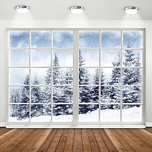 7x5ft Winter Wonderland Forest Scene Backdrop for Photography Christmas Party Decoration