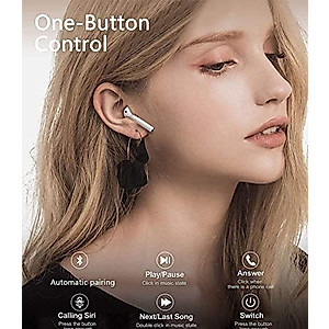 Wireless Earbuds Bluetooth 5.1 Headphones Built in Mic in Ear Bud Noise Canceling 3D Stereo Air Buds Earbuds Fast Charging, IPX5 Waterproof for iPhone and Android (White)