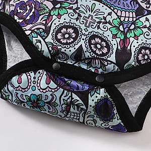 LYSMuch Newborn Baby Girl Outfits Skull Print Baby Jumpsuit Halloween Long Sleeve (3-6 Months, Purple)