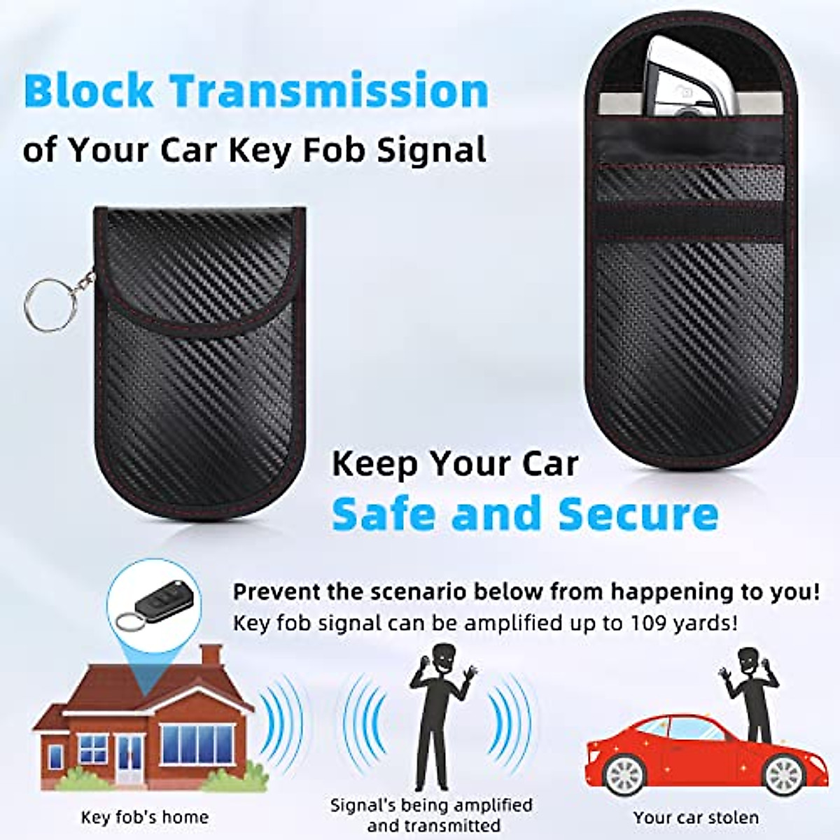 8PCS Upgraded Faraday Bag for Key Fob Faraday Key Fob Protector Key Pouch Key Case for Car Keys RFID Pouch Keyfob RFID Signal Blocking Bag Anti Theft Pouch Anti Hacking Case Blocker (Without Key Ring)