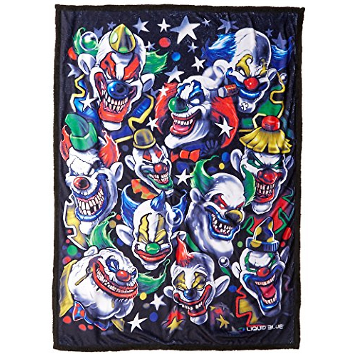 Liquid Blue Men's Fantasy Colored Clowns Classic Coral Fleece Throw Blanket, Multi, 50" X 60"