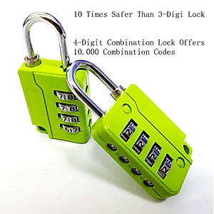 ZPLIUST - 4 Digit Combinations Padlock The Safe Cipher Lock, for Gym Outdoor & School Employee Locker, Toolbox, Fence, Hasp Cabinet, Resettable Combo Locks (Green 5 Pack)