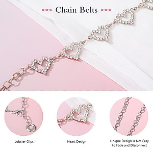 AWAYTR Waist Chains Belts for Women - Rhinestone Gold Silver Chain Belts for Dresses(Silver-Heart)