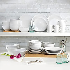 Euro Ceramica Essential Collection Porcelain Dinnerware and Serveware, 16 Piece Dinnerware Set, Service for 4, Classic White