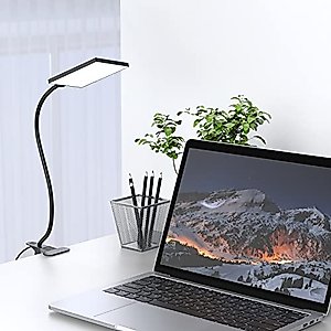 LINTYLE Clip on Light, LED Desk Lamp Reading Light Book Lamp Flexible Gooseneck Clamp Lights Dimmable Eye-Caring Clip on Light for Desk, Bed Headboard (Black)