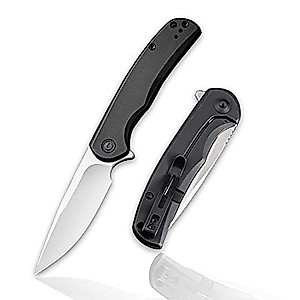 CIVIVI NOx Frame Lock Pocket Knife, Flipper Folding Knife with 2.97" Nitro-V Blade Stainless Steel Handle, Reversible Pocket Clip C2110B (Black)