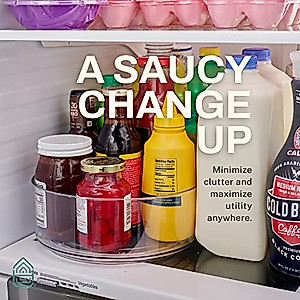 Home Intuition Round Plastic Lazy Susan Turntable Food Storage Container for Kitchen (1 Pack)