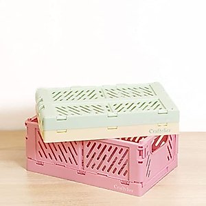 Craftelier - Box for Organisation and Storage of Scrapbooking and other Crafting Materials | Foldable and Stackable Design | Small Size - Open Box Measures 15 x 9,5 x 5,7 cm - Pink Colour