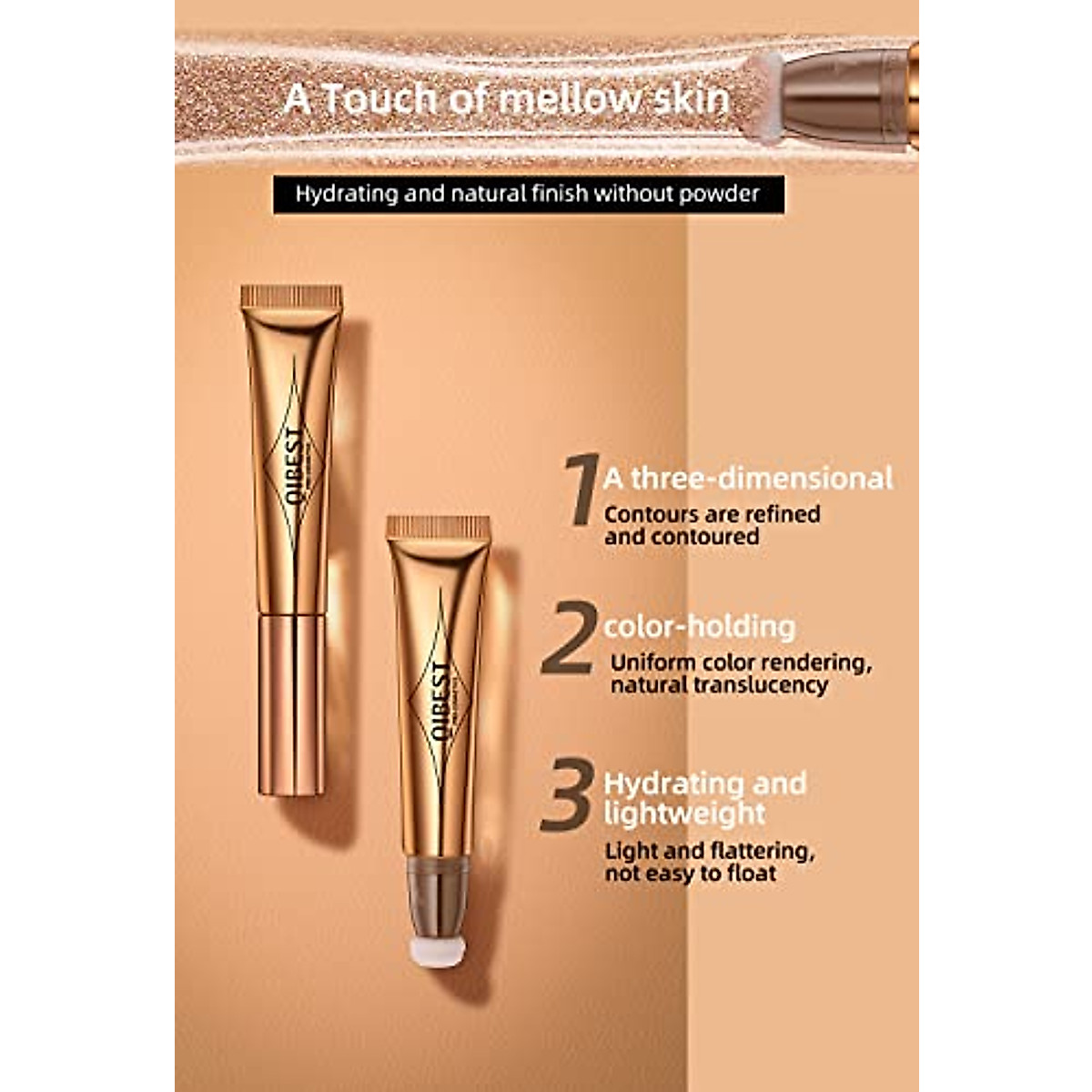 GL-Turelifes Liqiud Contour Beauty Wand, Liquid Highlighter and Bronze Stick with Cushion Applicator Attached Easy to Blend Brightens Facial Gloss Makeup Multi Functional Cosmetic (#1)