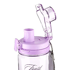 Christian Art Gifts Reusable Plastic Sports Water Bottle Wide Mouth BPA-Free w/Locking Flip-Top Lid and Carry Strap in Purple 28 oz. with Inspirational Bible Verse - Trust the Lord -Proverbs 3:5-6