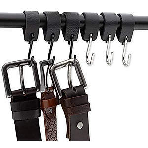Brute Strength - Multifunctional Leather S-Hooks - Anthracite - 6 Pieces - S Shaped Hooks - Coat Hook - Leather Hooks - Leather s Hooks - Black s Hooks - Kitchen Hooks