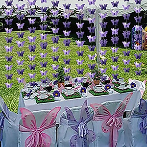 ADLKGG Butterfly Hanging Garland 3D Paper Bunting Banner Party Decorations Wedding Baby Shower Home Decor Purple 4 Pack, 110 inch