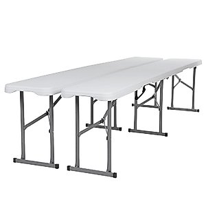 Lakhow 6-Foot Folding Bench White Plastic Folding Training Table, Stackable Indoor and Outdoor Folding Stool, Used for Wedding Backyard Activities, Conference Room Festivals (2-Pack)