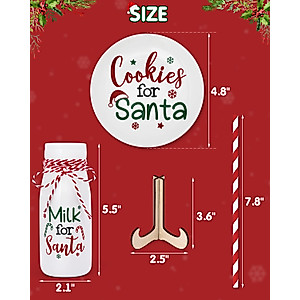 Nefelibata Christmas Tiered Tray Decor, Mini Cookies for Santa Plate Milk Jar Set, Ceramics Xmas Treat Plate Home Kitchen Dining Table Decor Holiday Housewarming Gift for Young Children New Parents