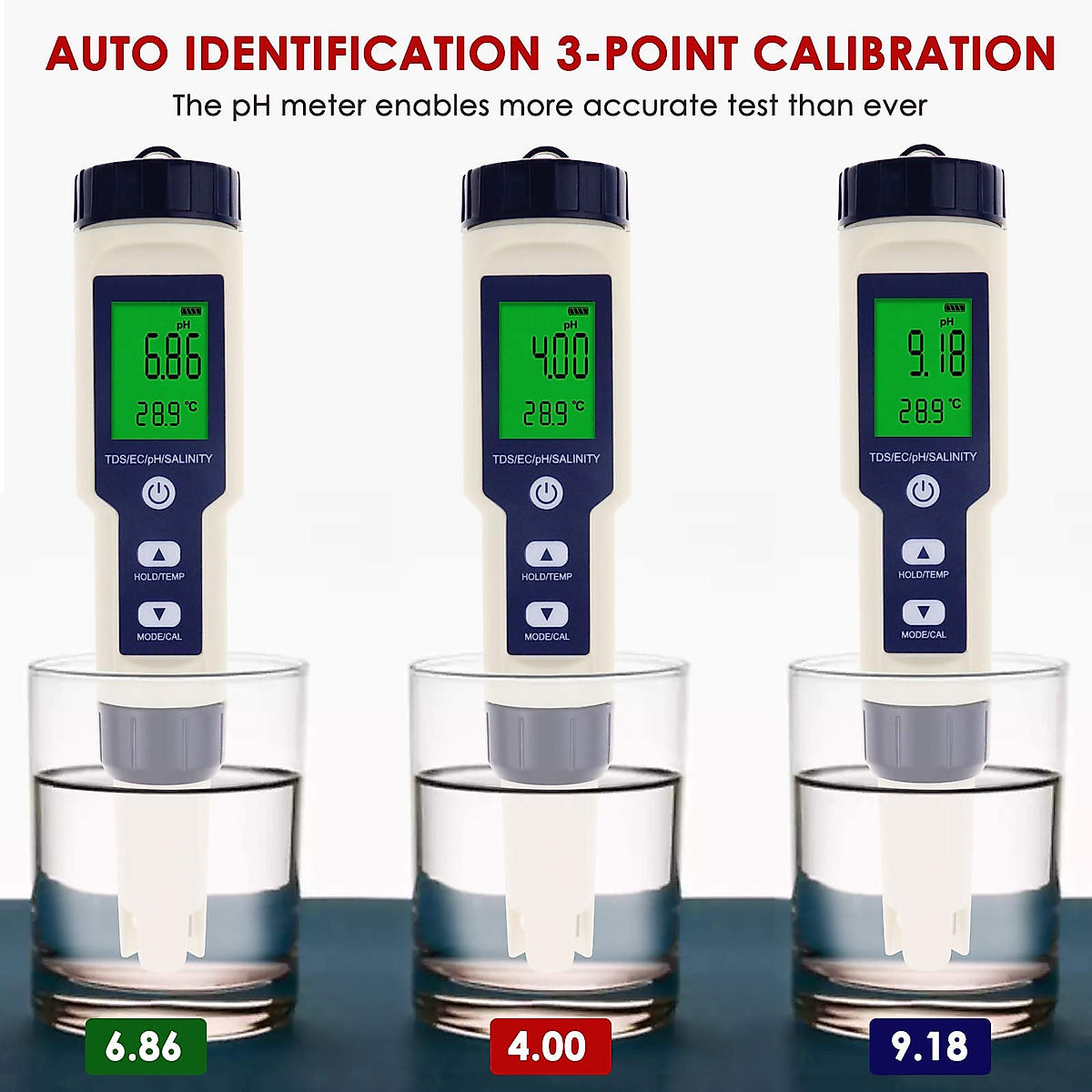 DANOPLUS 5 in 1 Digital pH Meter with TDS/EC/Salinity/Temperature Measurement Waterproof Highly Accurate Multi-Parameter Tester