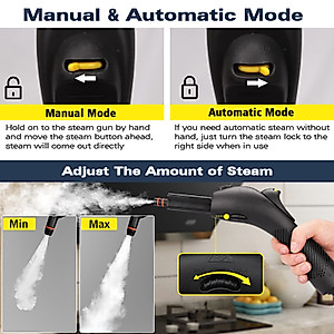Steam Cleaner, Handheld Steamer with 21 Accessories, 248°F High-Temperature Steam for Floors, Grout, Tiles, Carpet, Cars - Portable 1.08L Tank, Child Lock, Chemical-Free Cleaning for various surfaces