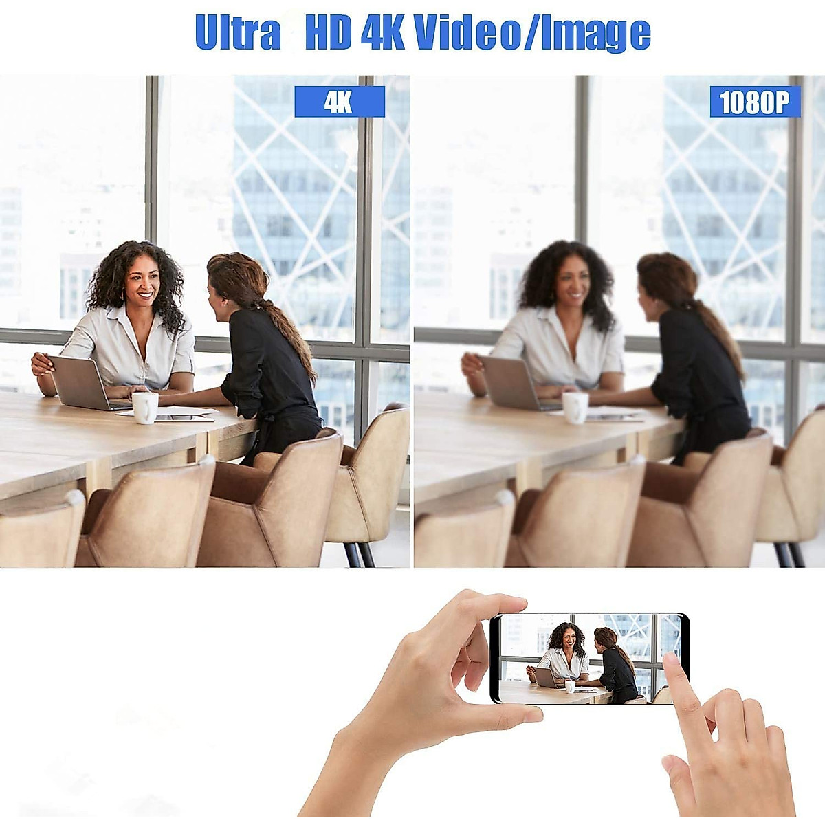 Spy Camera Hidden Camera, 4K Mini Spy Camera, Portable Wireless WiFi Nanny Cam with Night Vision and Motion Detection, Hidden Home Security Surveillance Camera with Loop Recording for Home and Office