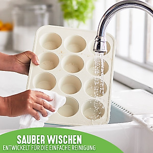 GreenLife Bakeware Healthy Ceramic Nonstick 18" x 13" Half Cookie Sheet Baking Pan, PFAS-Free, Turquoise & Bakeware Healthy Ceramic Nonstick, 12 Cup Muffin and Cupcake Baking Pan, PFAS-Free, Turquoise