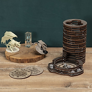 SMONEX Dice Tower Compatible with Dungeons and Dragons Board Games - Dice Tower Wood with 3 Removable Inserts - Perfect as D&D Accessories and Ideal for Other Board Games, RPG and Tabletop Games