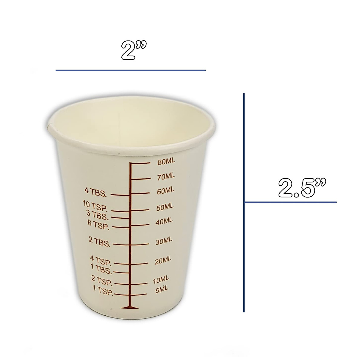50 3oz Coated Paper Graduated Cups for Mixing Paint, Stain, Epoxy, Resin by NetSellsIt; Disposable, Recyleable, from Renewable Resource Bamboo, Wax Coated