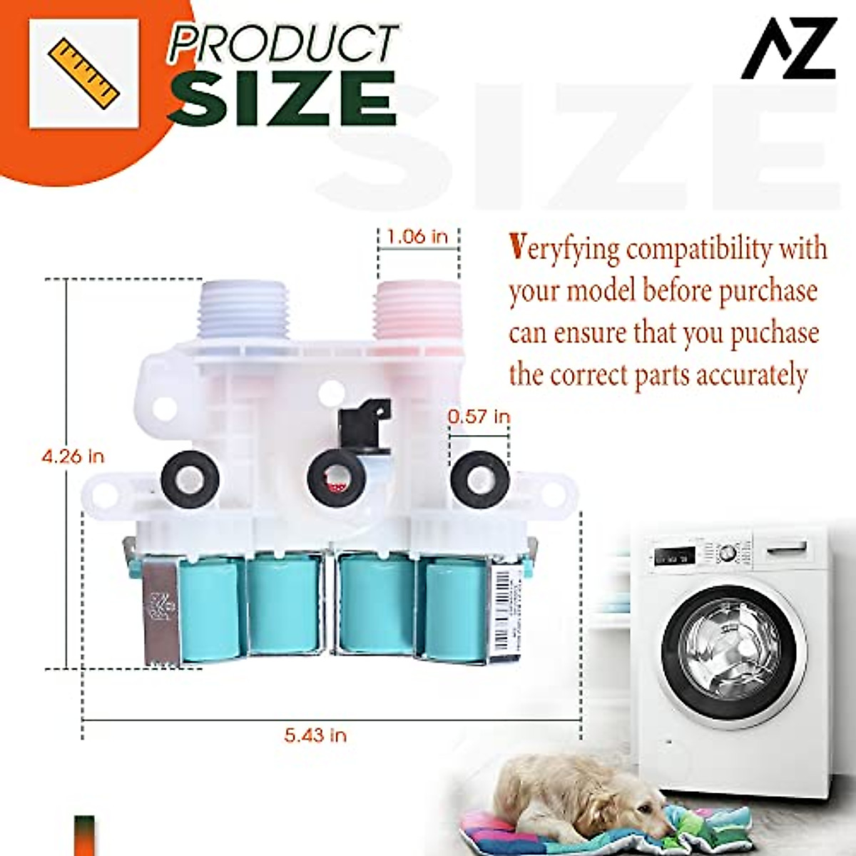 Washer Water Inlet Valve Replace For Whirlpool Cabrio WTW8500DR2 WTW8500DC2 WTW7500GC0 WTW7500GW0 WTW8500DC0 WTW5105HW0 WTW5105HW1 WTW7500GC2 WTW7500GW2 WTW8500DC5 WTW7500GW WTW8500DW WTW8500DW1